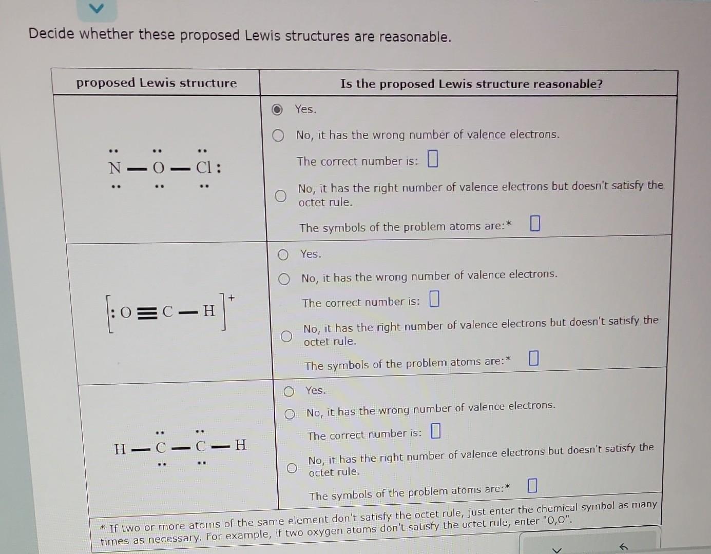 Solved Decide whether these proposed Lewis structures are | Chegg.com