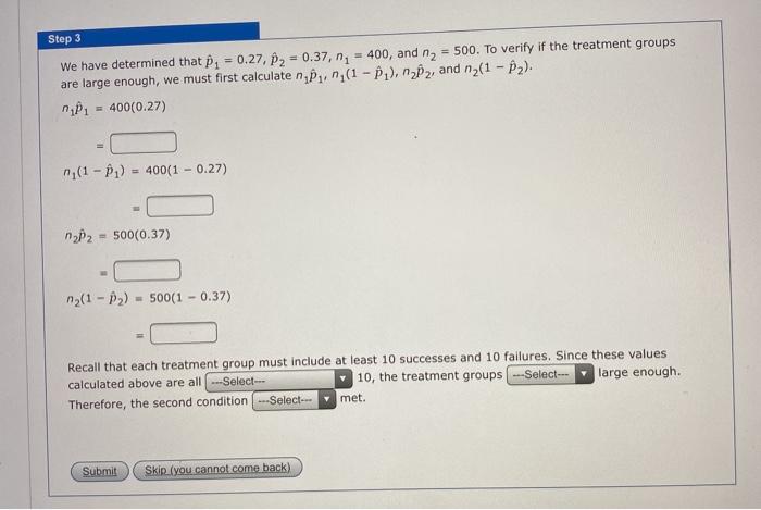 Solved Step 3 We have determined that p1 = 0.27, P2 = 0.37, | Chegg.com