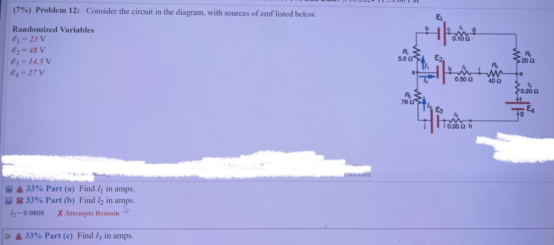 Solved (7%) ﻿Problem 12: Consider the circuit in the | Chegg.com