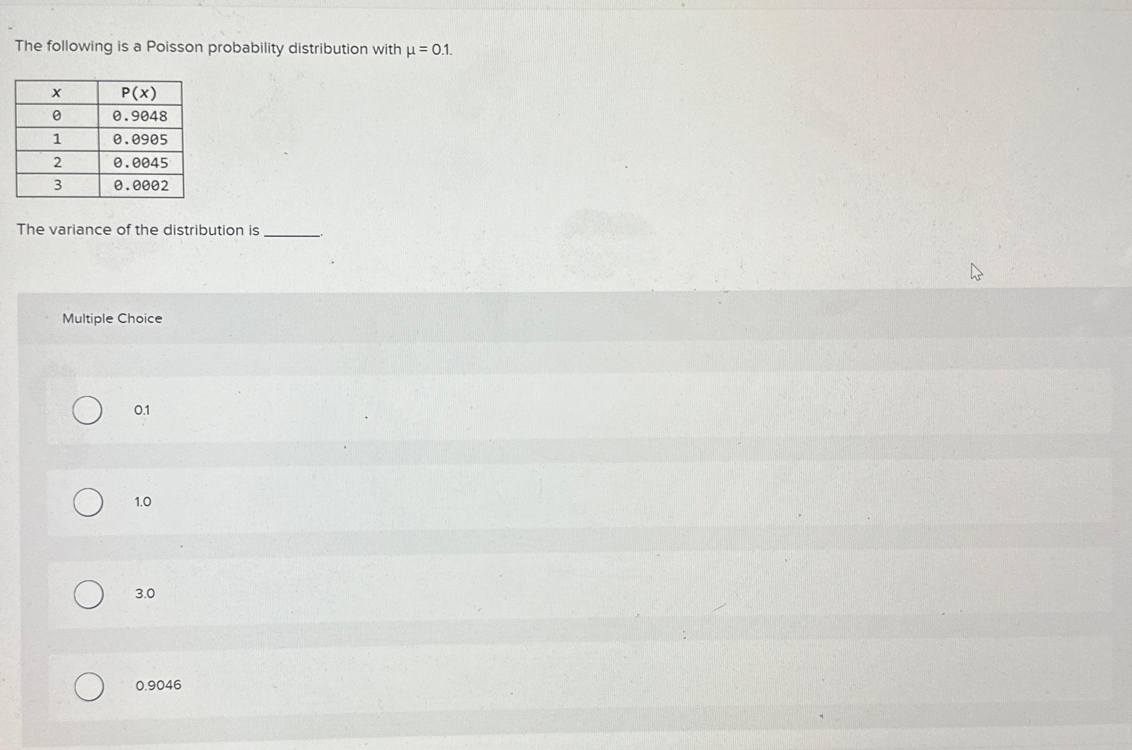 Solved The following is a Poisson probability distribution | Chegg.com