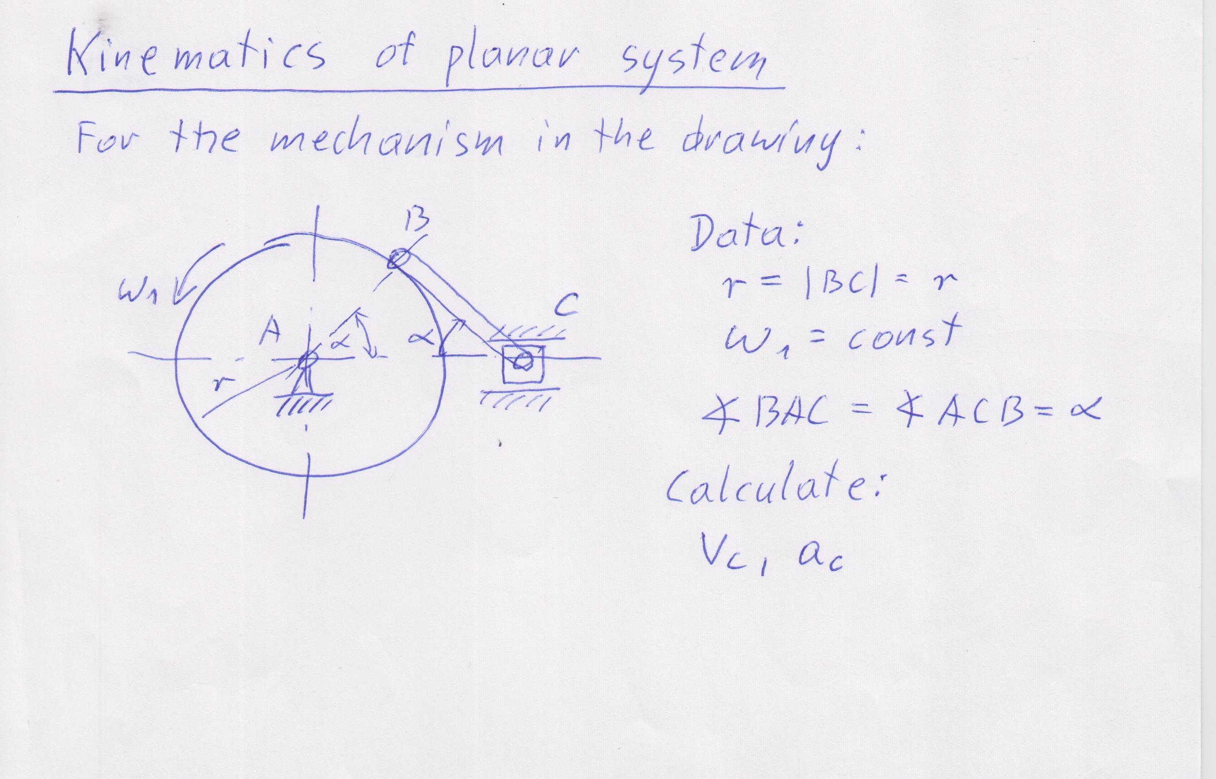 Solved Kinematics of planar systemFor the mechanism in the | Chegg.com