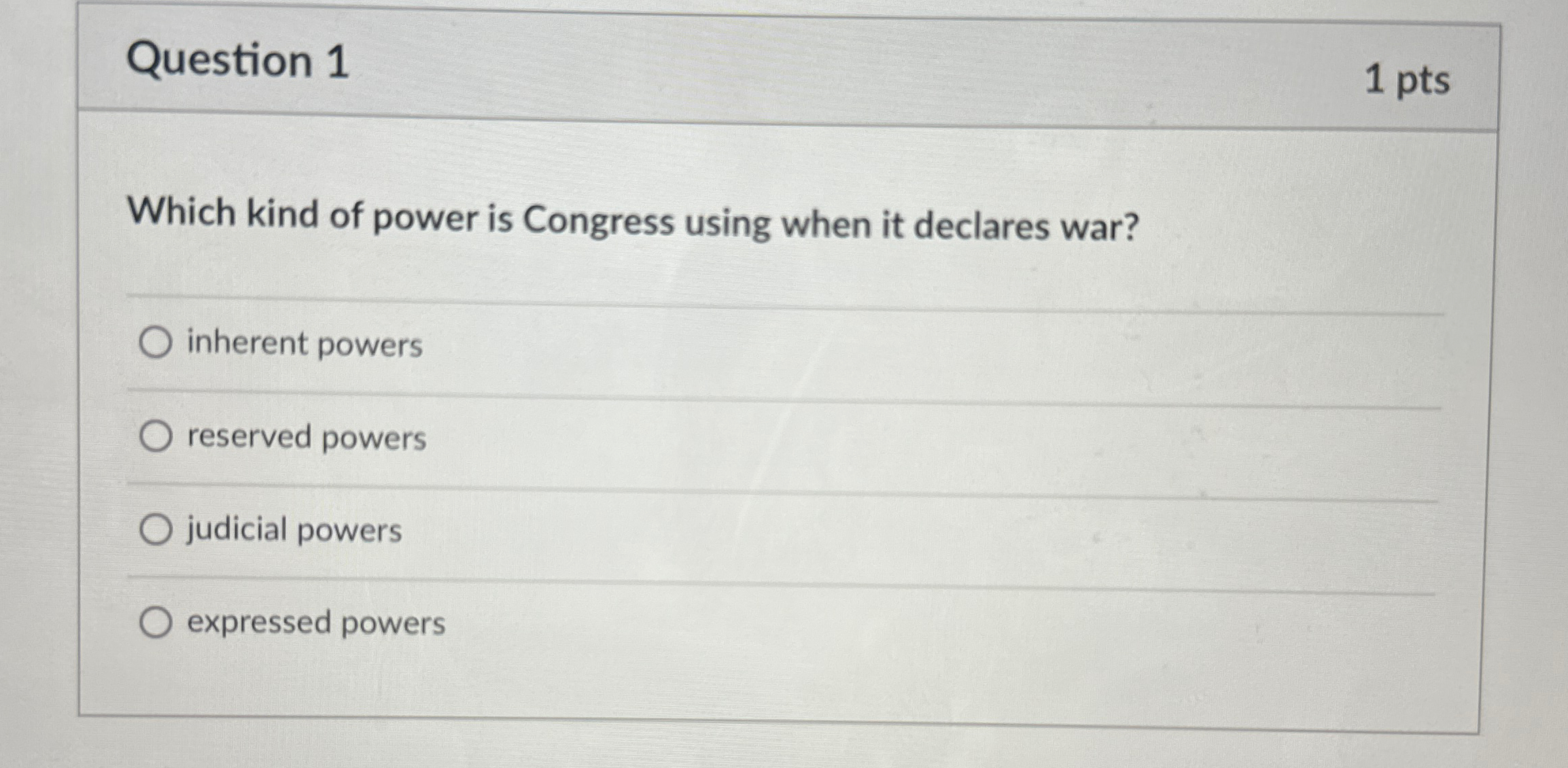 Solved Question 11 ﻿ptsWhich kind of power is Congress using | Chegg.com