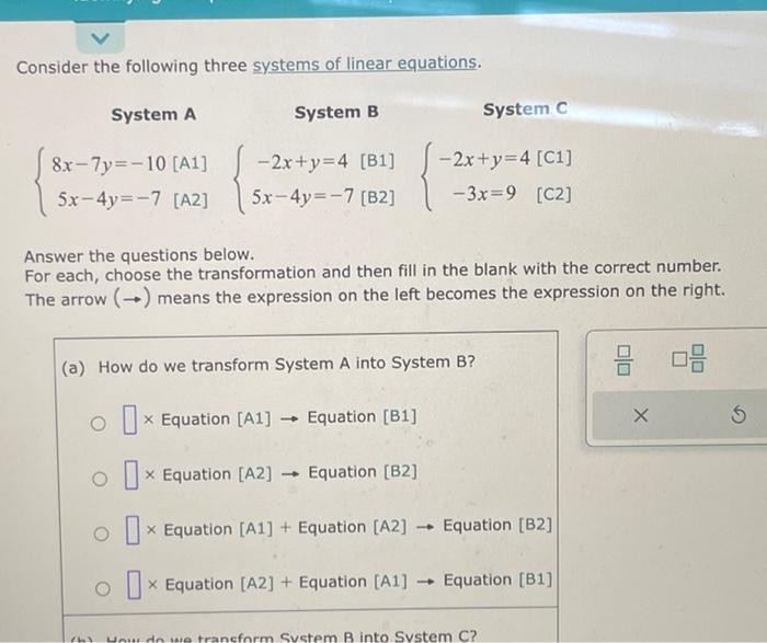 Consider the following three systems of linear | Chegg.com