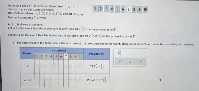 Solved We have a deck of 10 cards numbered from 1 to 10. | Chegg.com