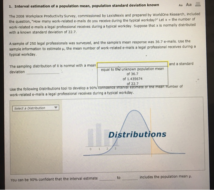 Solved Aa Aa 1. Interval estimation of a population mean, | Chegg.com