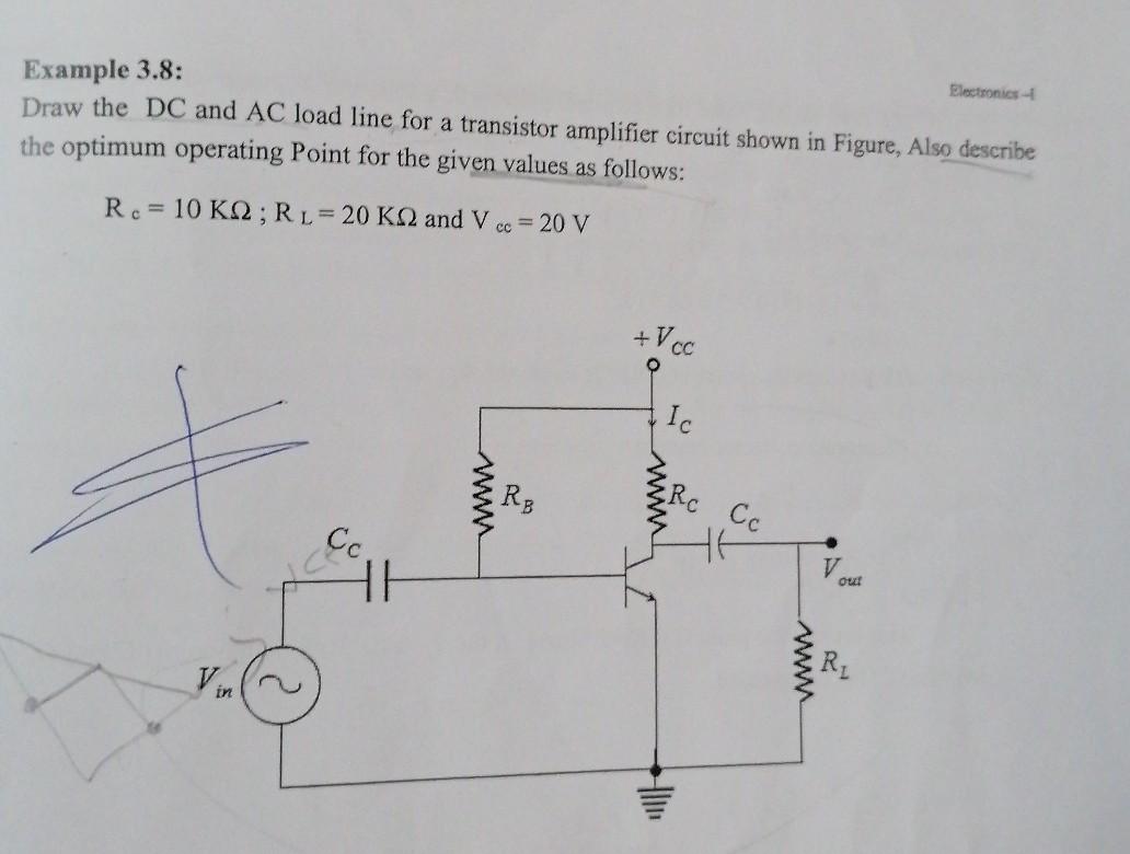 Solved Example 3.8: Electronics -1 Draw the DC and AC load | Chegg.com