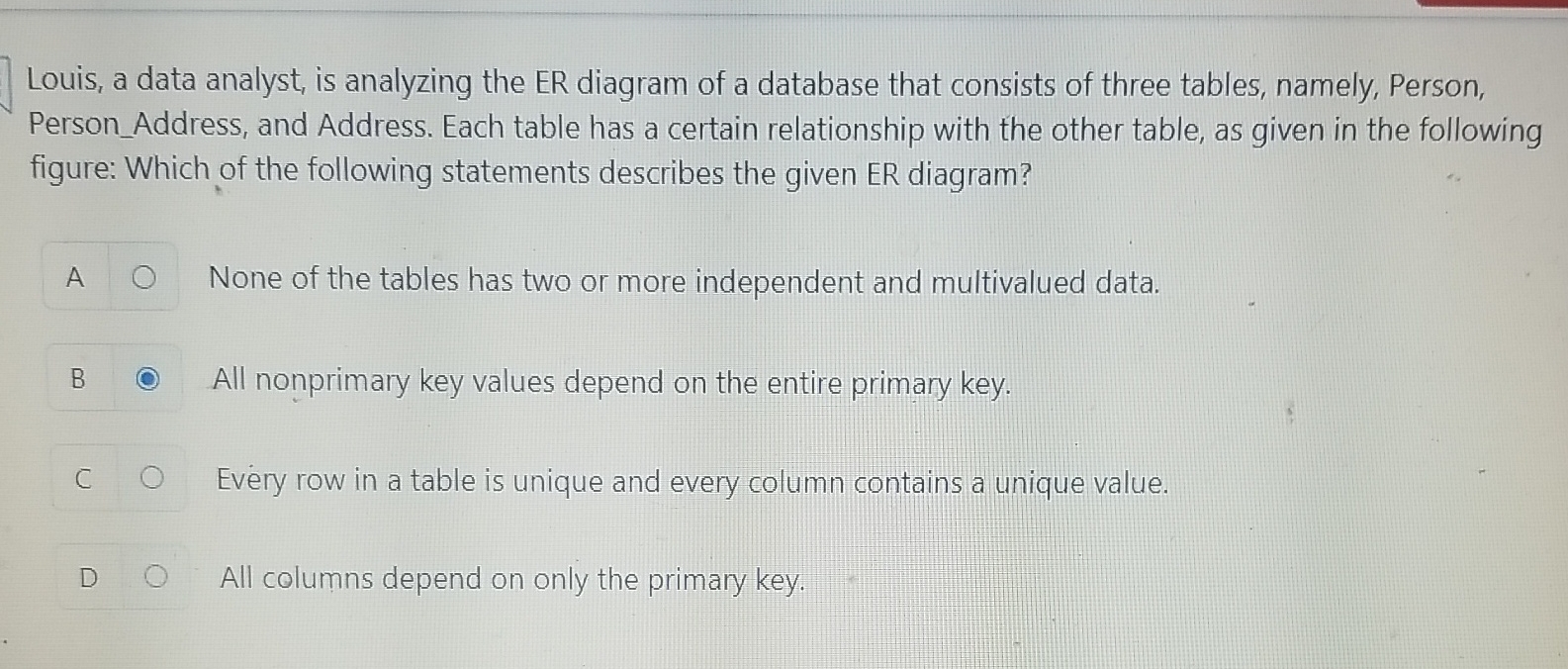 Solved Louis, a data analyst, is analyzing the ER diagram of | Chegg.com