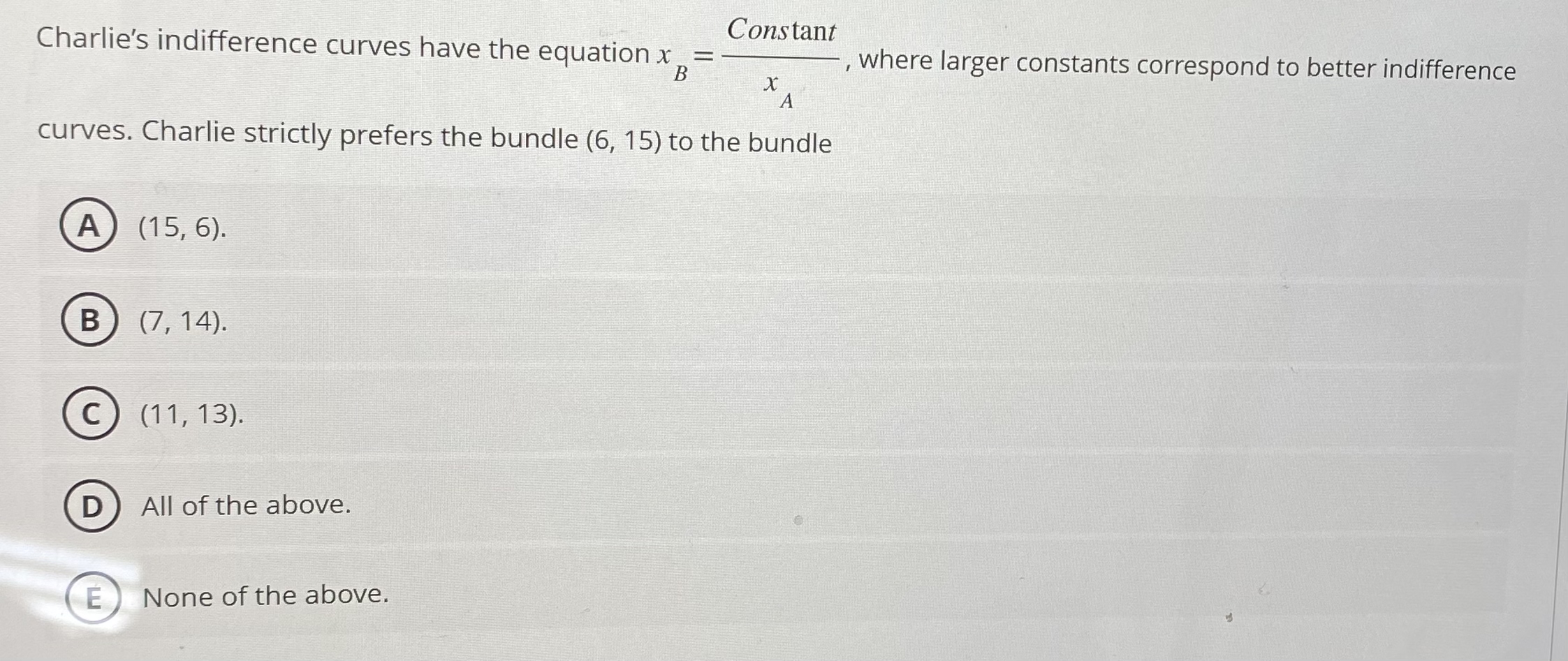 Solved Charlie's indifference curves have the equation | Chegg.com