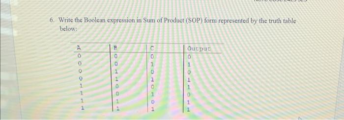 Solved 6. Write the Boolean expression in Sum of Product | Chegg.com