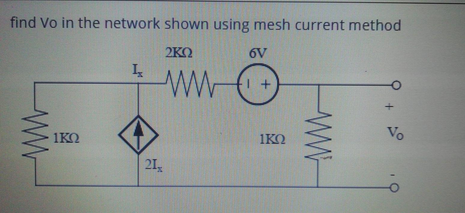 Solved find Vo in the network shown using mesh current | Chegg.com