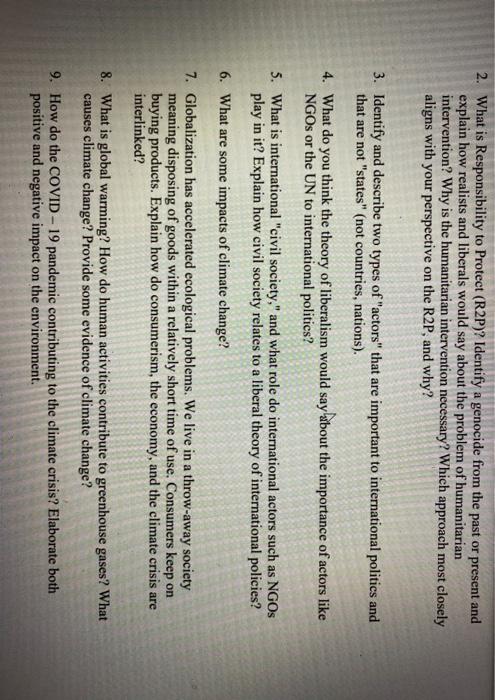 2. What is Responsibility to Protect (R2P)? Identify | Chegg.com