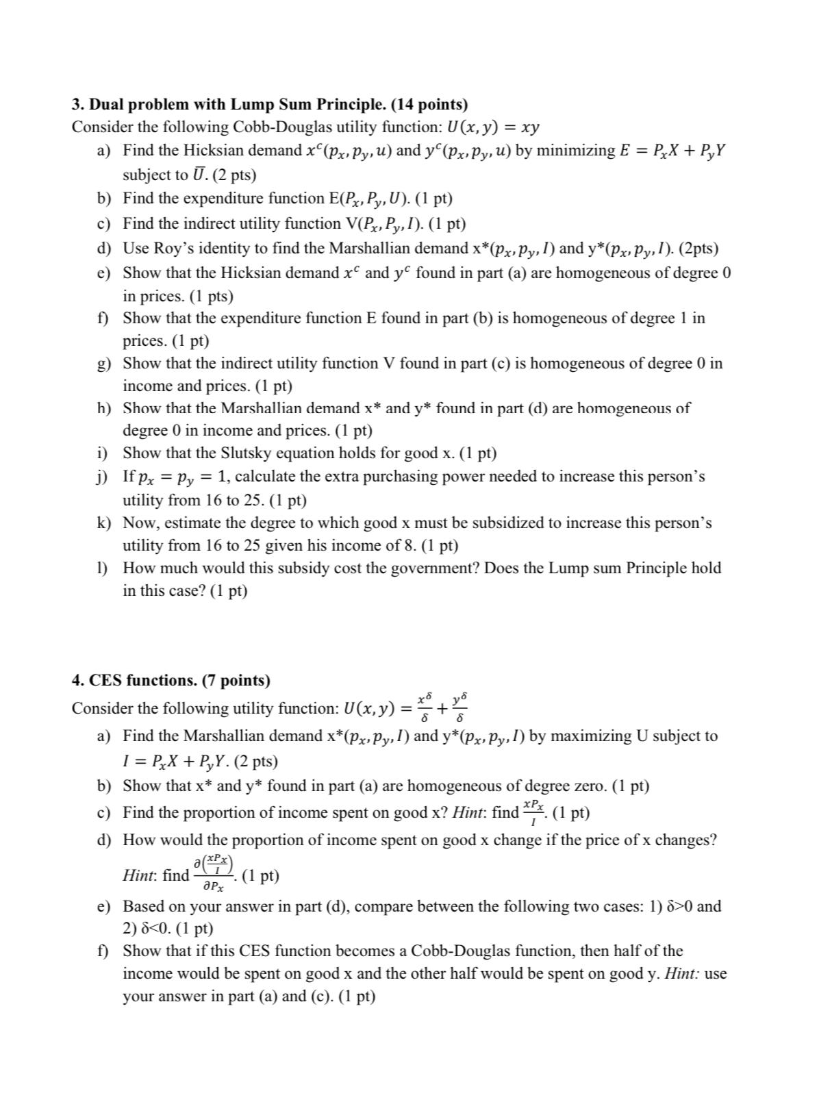 Solved Dual problem with Lump Sum Principle. (14 | Chegg.com