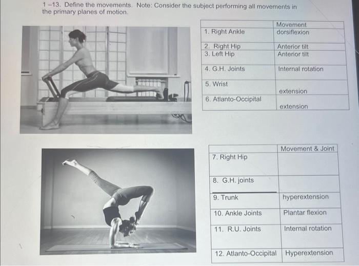 Solved 1-13. Define the movements. Note: Consider the | Chegg.com