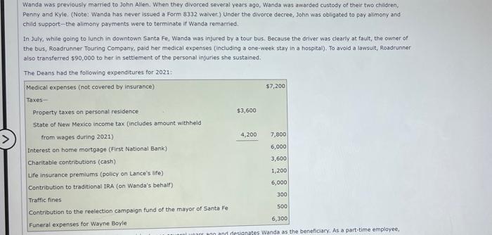Solved Note: This problem is for the 2021 tax year. Lance H. | Chegg.com