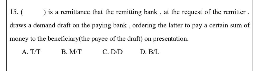 Solved 2 15. ( ) is a remittance that the remitting bank, at | Chegg.com