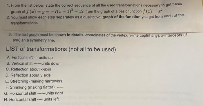 Solved 1. From the list below, state the correct sequence of | Chegg.com