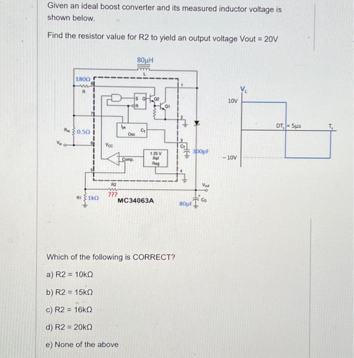 Solved Given an ideal boost converter and its measured | Chegg.com