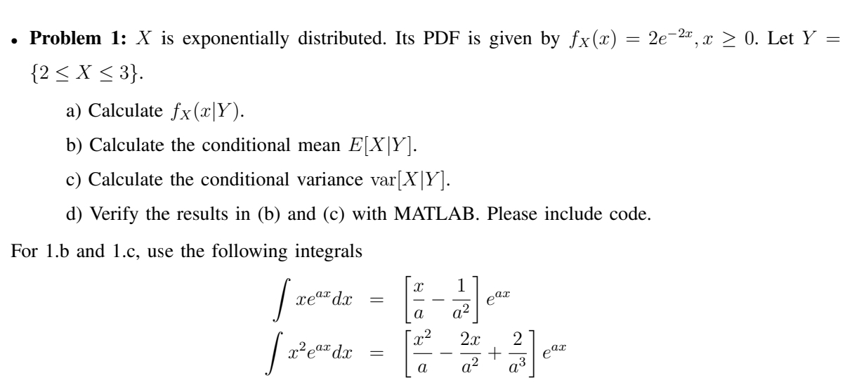 Solved c) ﻿Calculate the conditional variance [Y|].d) | Chegg.com