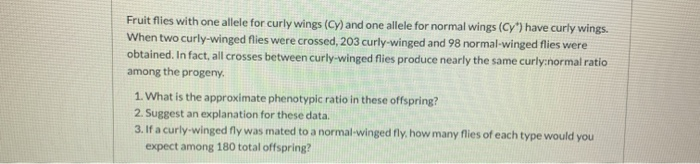 Solved Fruit flies with one allele for curly wings (Cy) and | Chegg.com