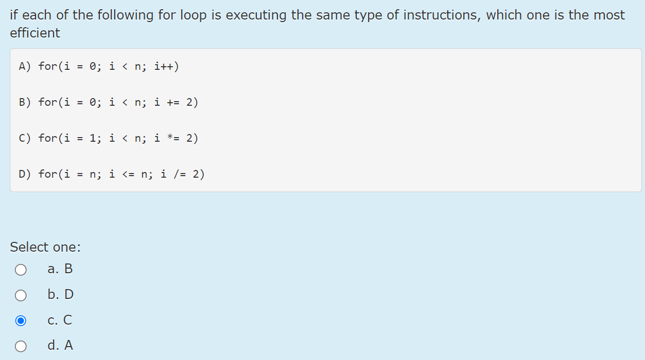 Solved if each of the following for loop is executing the | Chegg.com