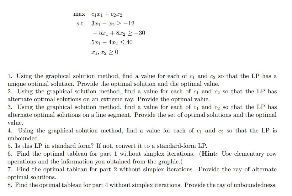 max,c1x1+c2x2 | Chegg.com