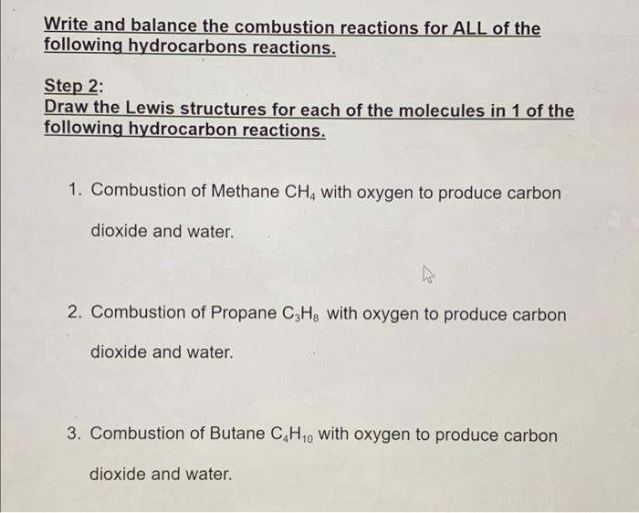 Solved Write and balance the combustion reactions for ALL of | Chegg.com