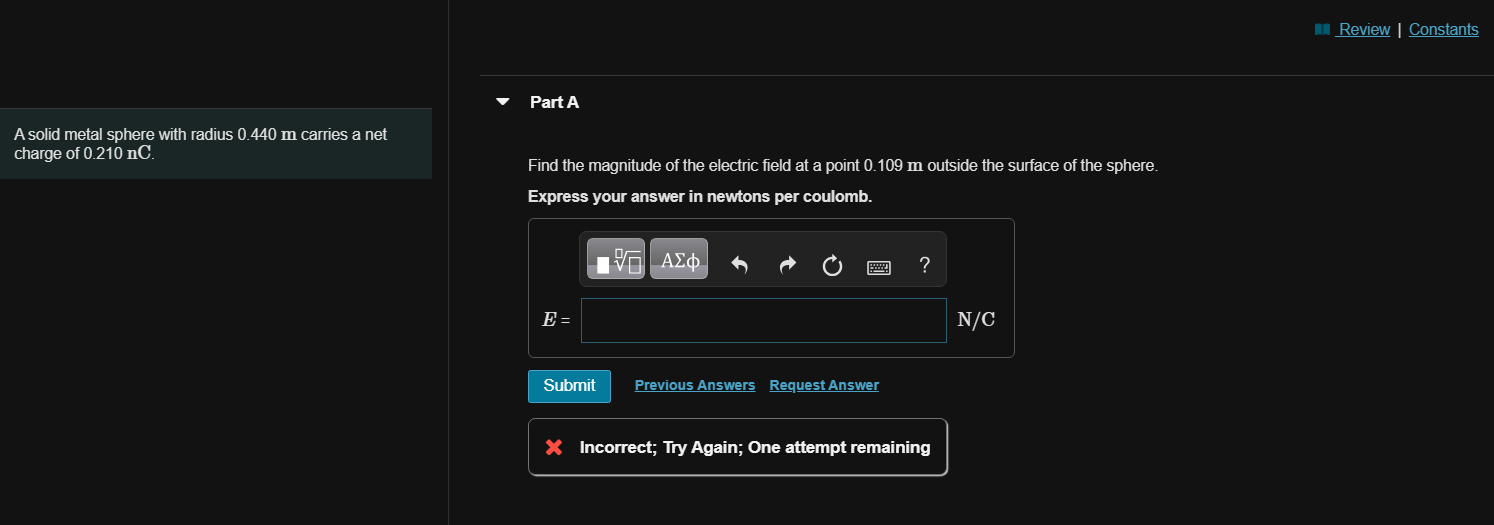 Solved Part AA solid metal sphere with radius 0.440m | Chegg.com