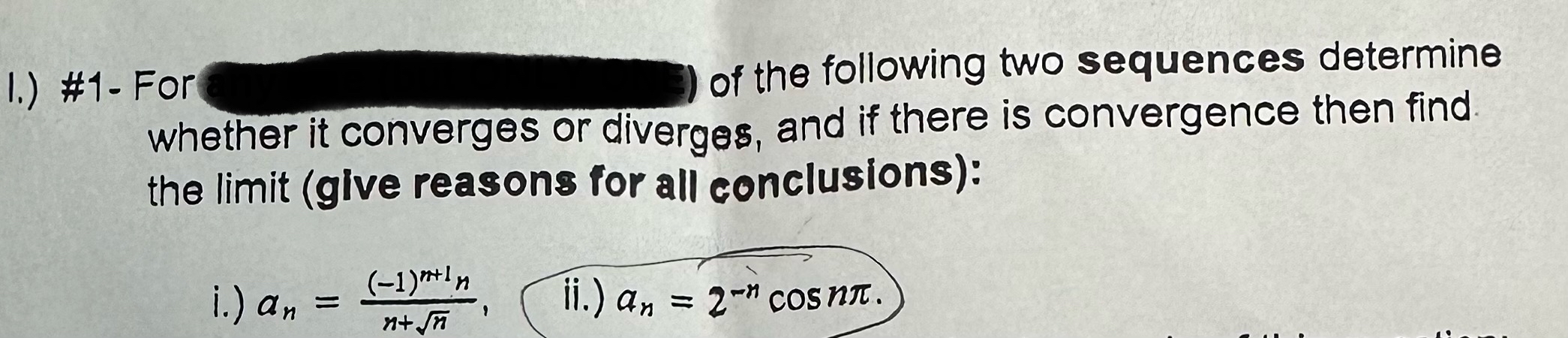 Solved 1.) ﻿#1-For the following two sequences determine | Chegg.com