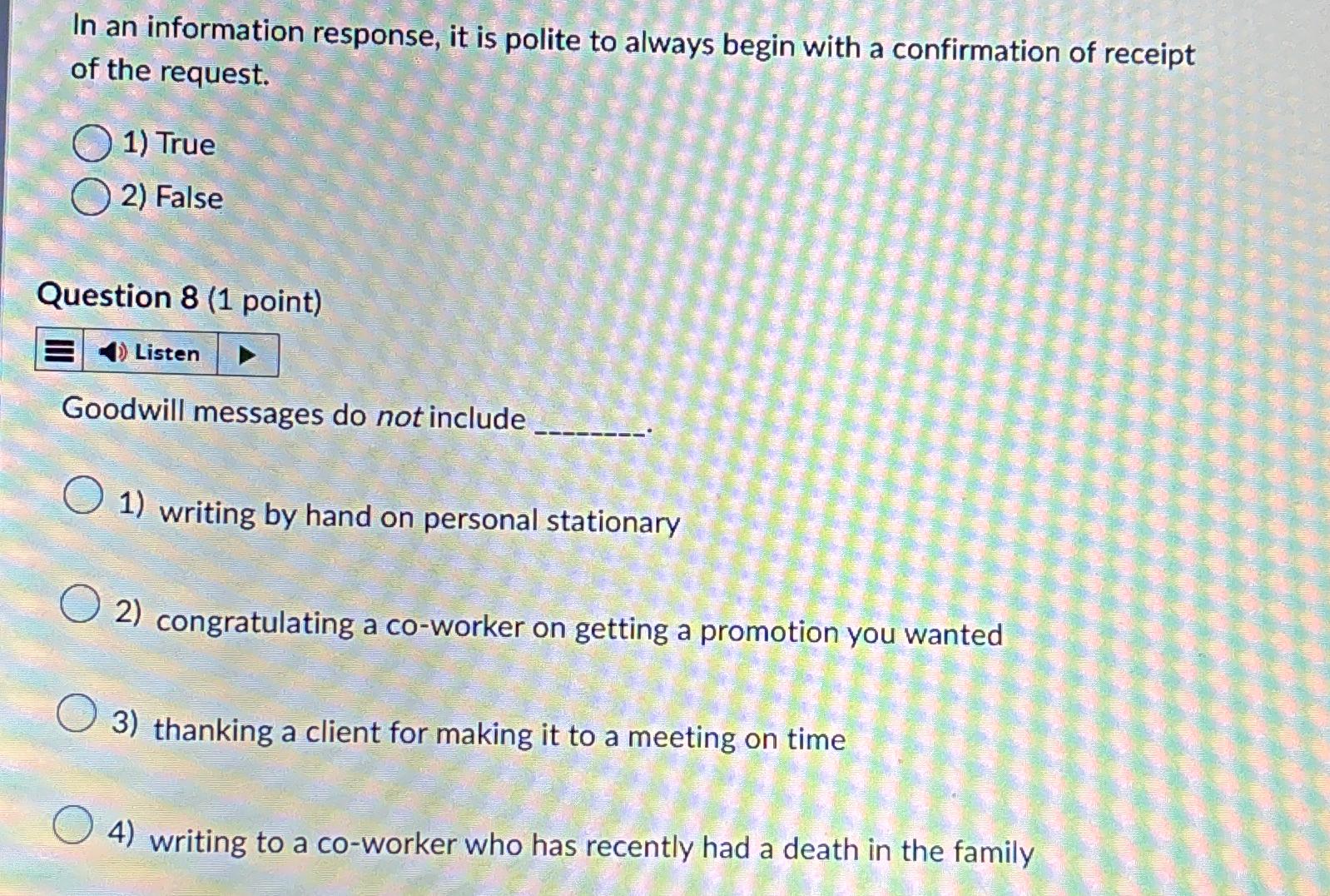 Solved In an information response, it is polite to always | Chegg.com