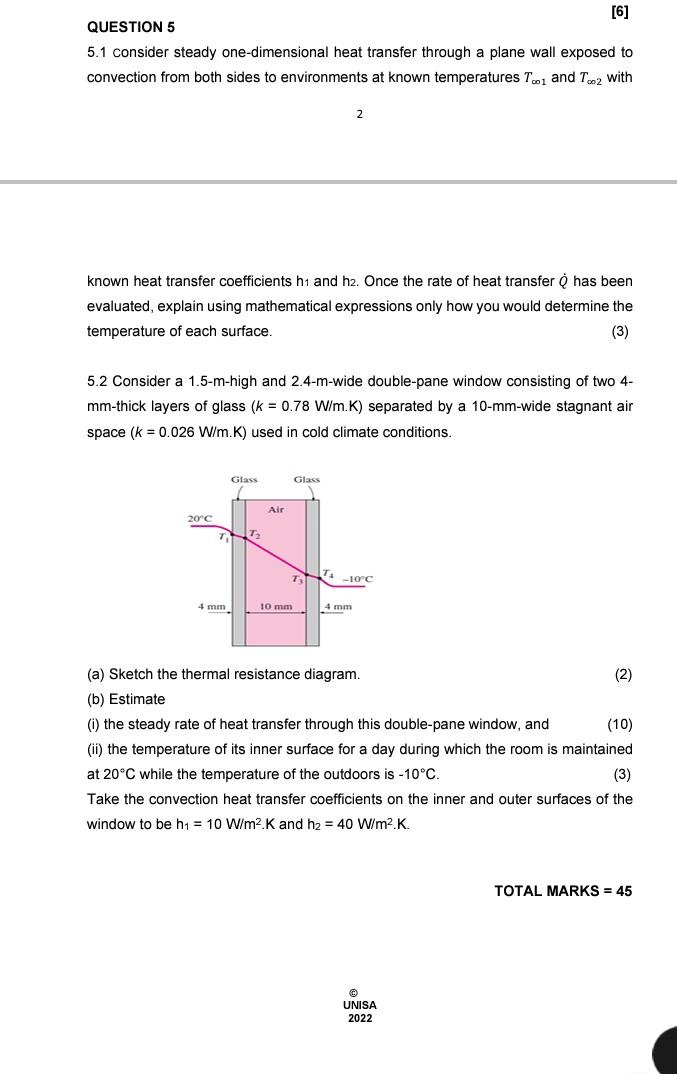 Solved QUESTION 5 [6] 5.1 consider steady one-dimensional | Chegg.com