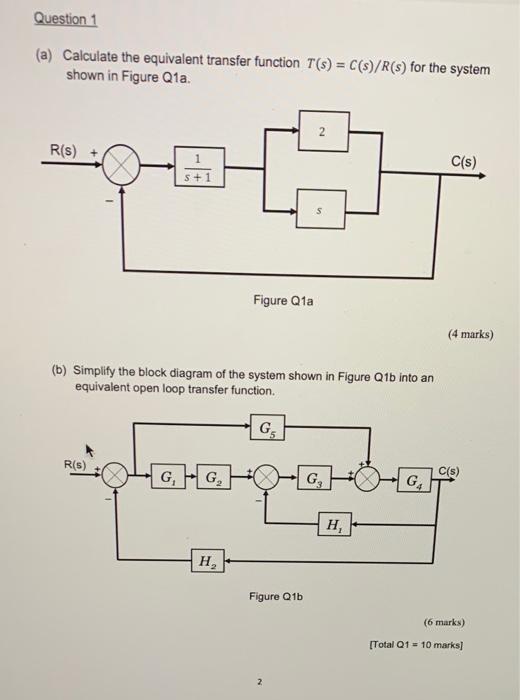 Solved Question 1 (a) Calculate the equivalent transfer | Chegg.com