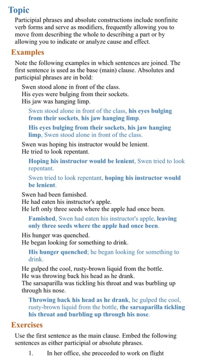 Exercises Use the first sentence as the main clause. | Chegg.com