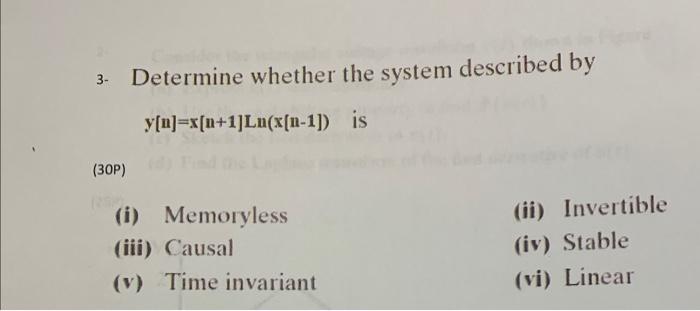 Solved Determine whether the system described by | Chegg.com