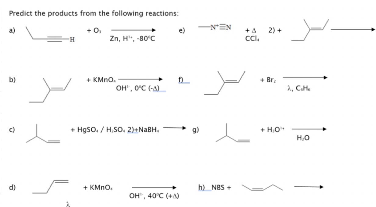 Solved Predict the products from the following | Chegg.com