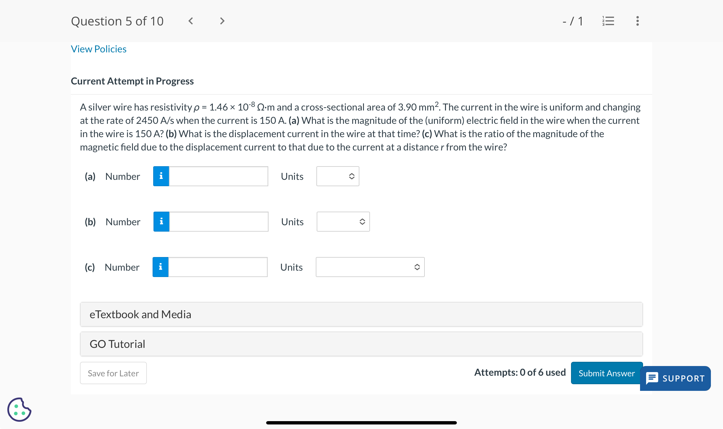Solved Question 5 ﻿of 10View PoliciesCurrent Attempt in | Chegg.com