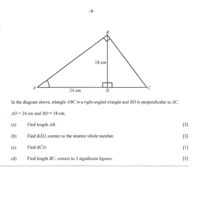 Solved In the diagram above, triangle ABC is a right-angled | Chegg.com