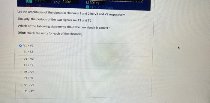 Solved Two square wave signals are displayed on an | Chegg.com