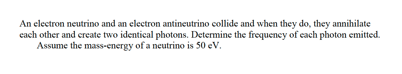 Solved An electron neutrino and an electron antineutrino | Chegg.com