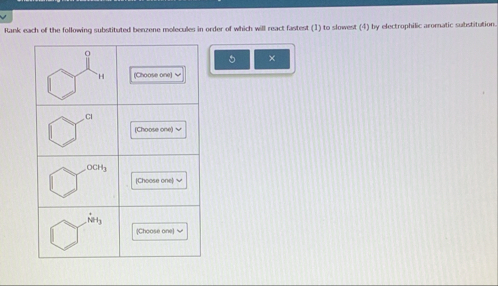 Solved Fark each of the following substituted beraene | Chegg.com