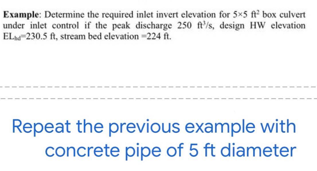 Solved Example: Determine the required inlet invert | Chegg.com
