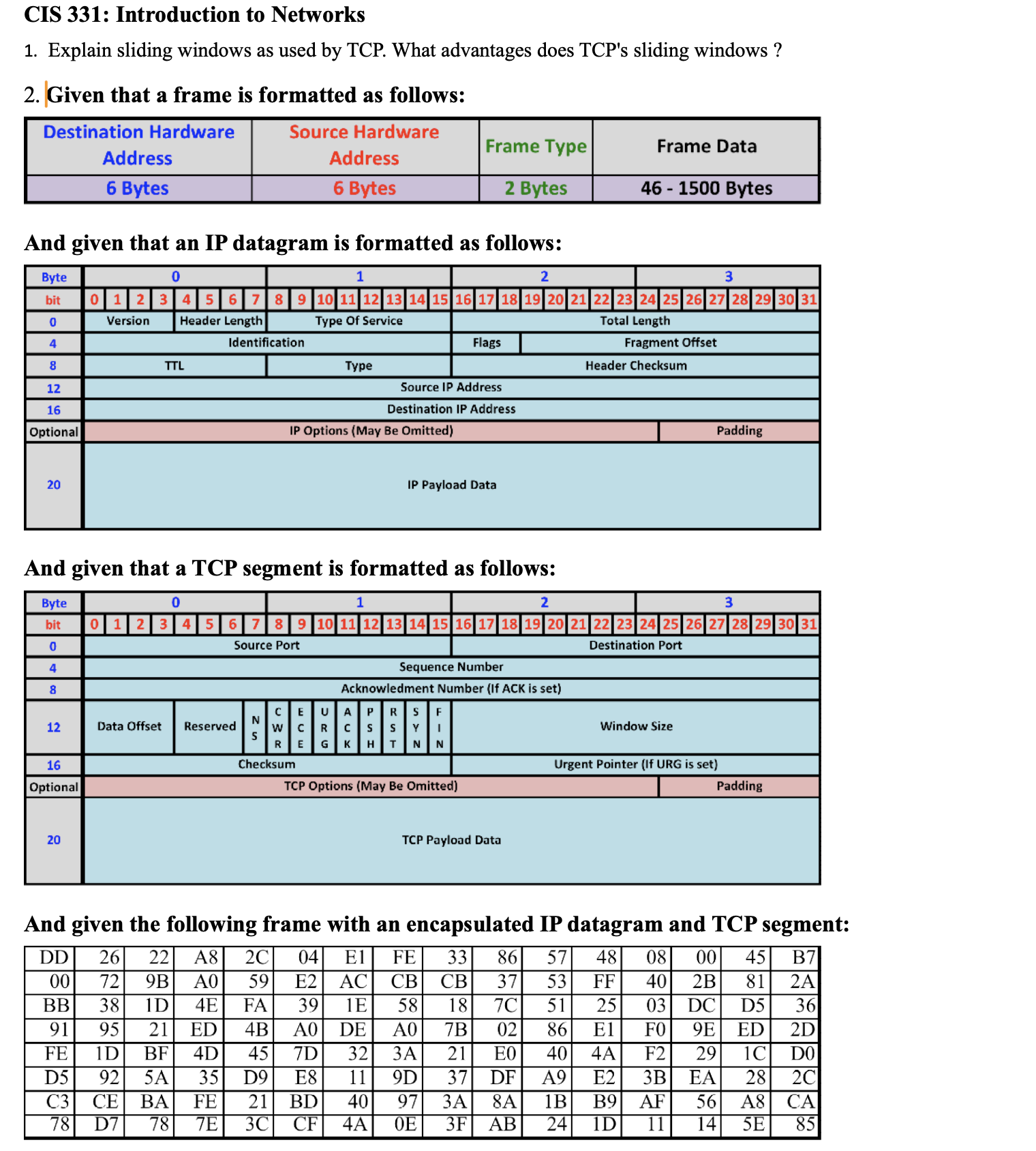 Solved 1. ﻿Explain sliding windows as used by TCP. ﻿What | Chegg.com