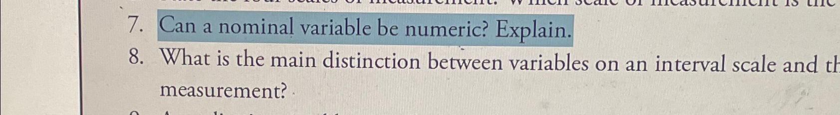 Solved Can a nominal variable be numeric? Explain.What is | Chegg.com