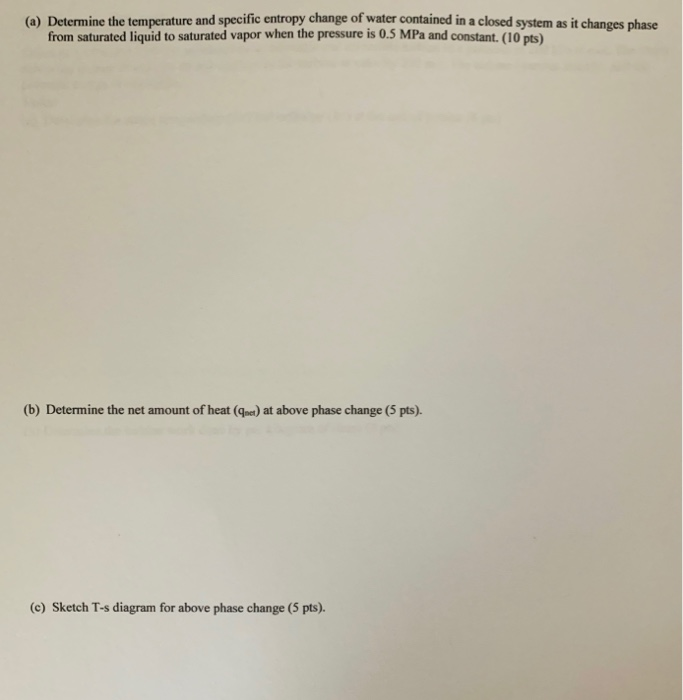 Solved (a) Determine the temperature and specific entropy | Chegg.com