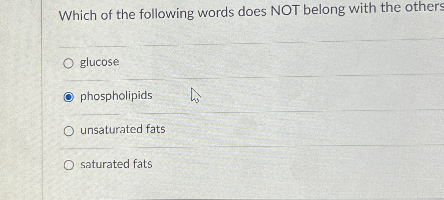 Solved Which of the following words does NOT belong with the | Chegg.com