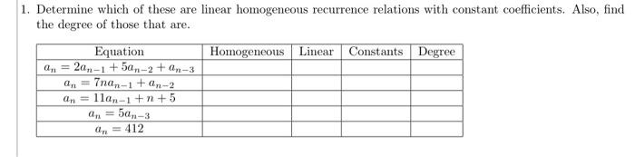 Solved 1 Determine Which Of These Are Linear Homogeneous