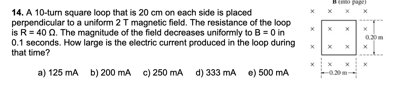 Solved A 10-turn square loop that is 20cm ﻿on each side is | Chegg.com