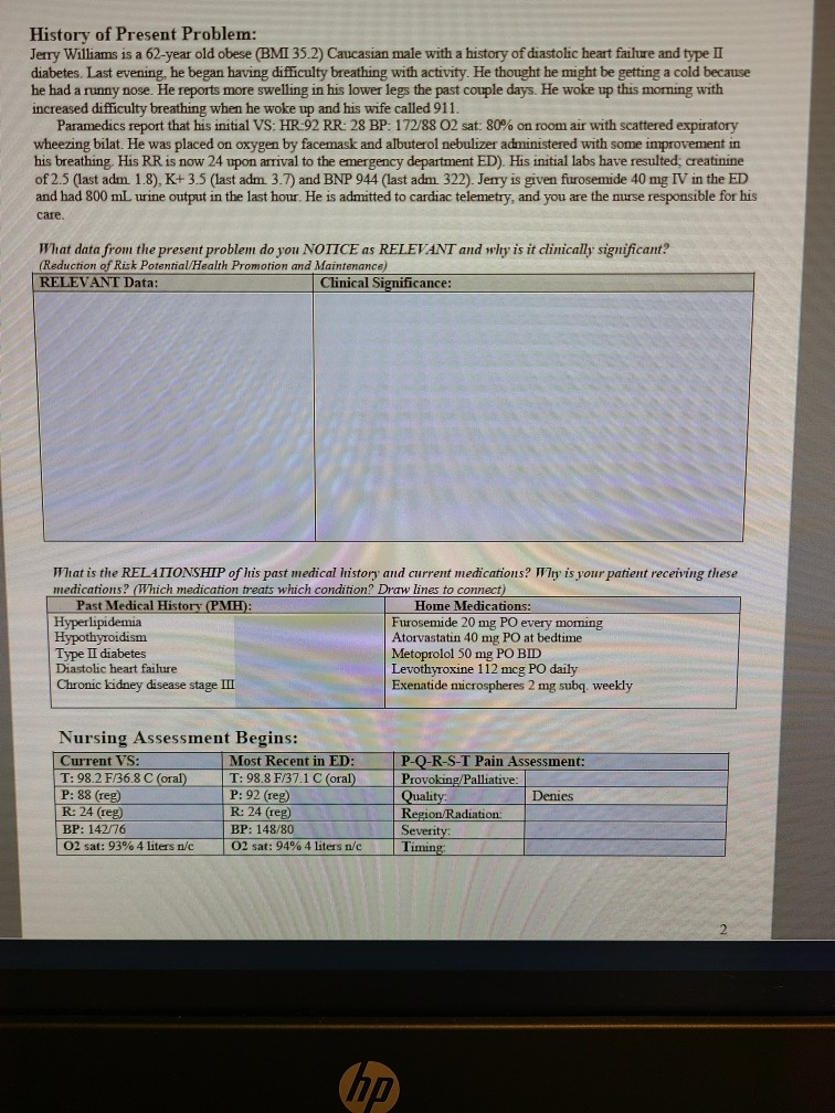 Solved History of Present Problem: Jerry Williams is a | Chegg.com