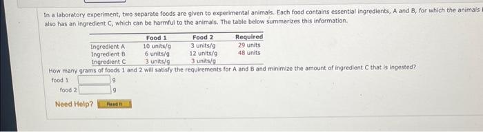 Solved in a laboratory experiment, two separate foods are | Chegg.com