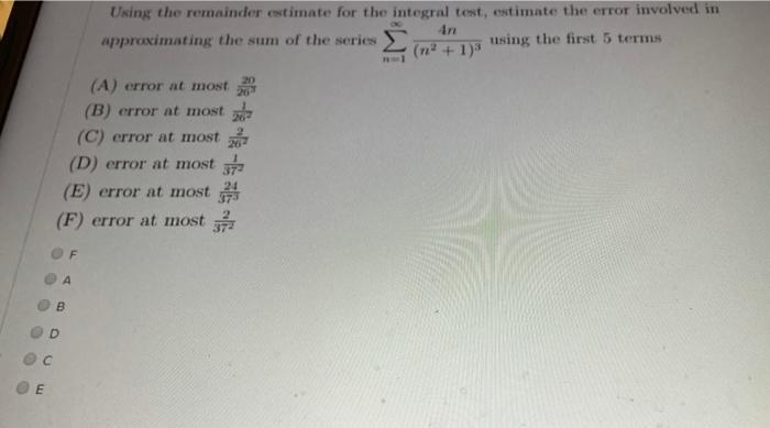 Solved Using the remainder estimate for the integral test, | Chegg.com