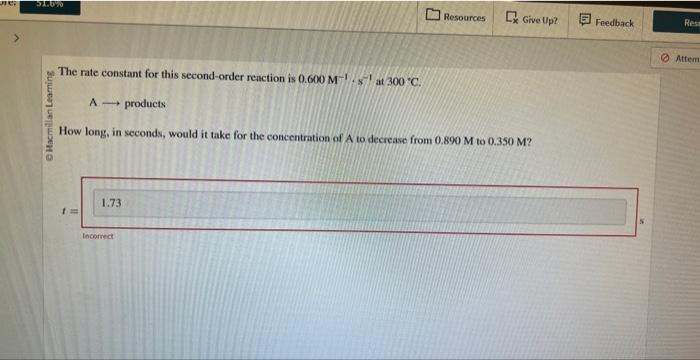 Solved The rate constant for this first-order reaction is | Chegg.com